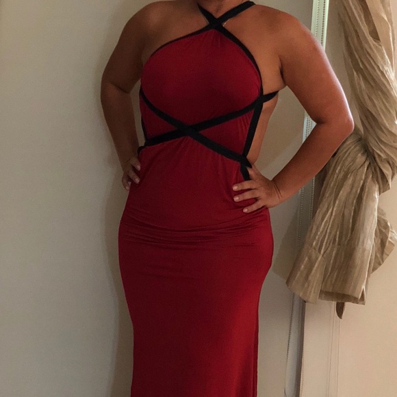 bebe | Dresses | Stunning Long Red Dress | Poshmark